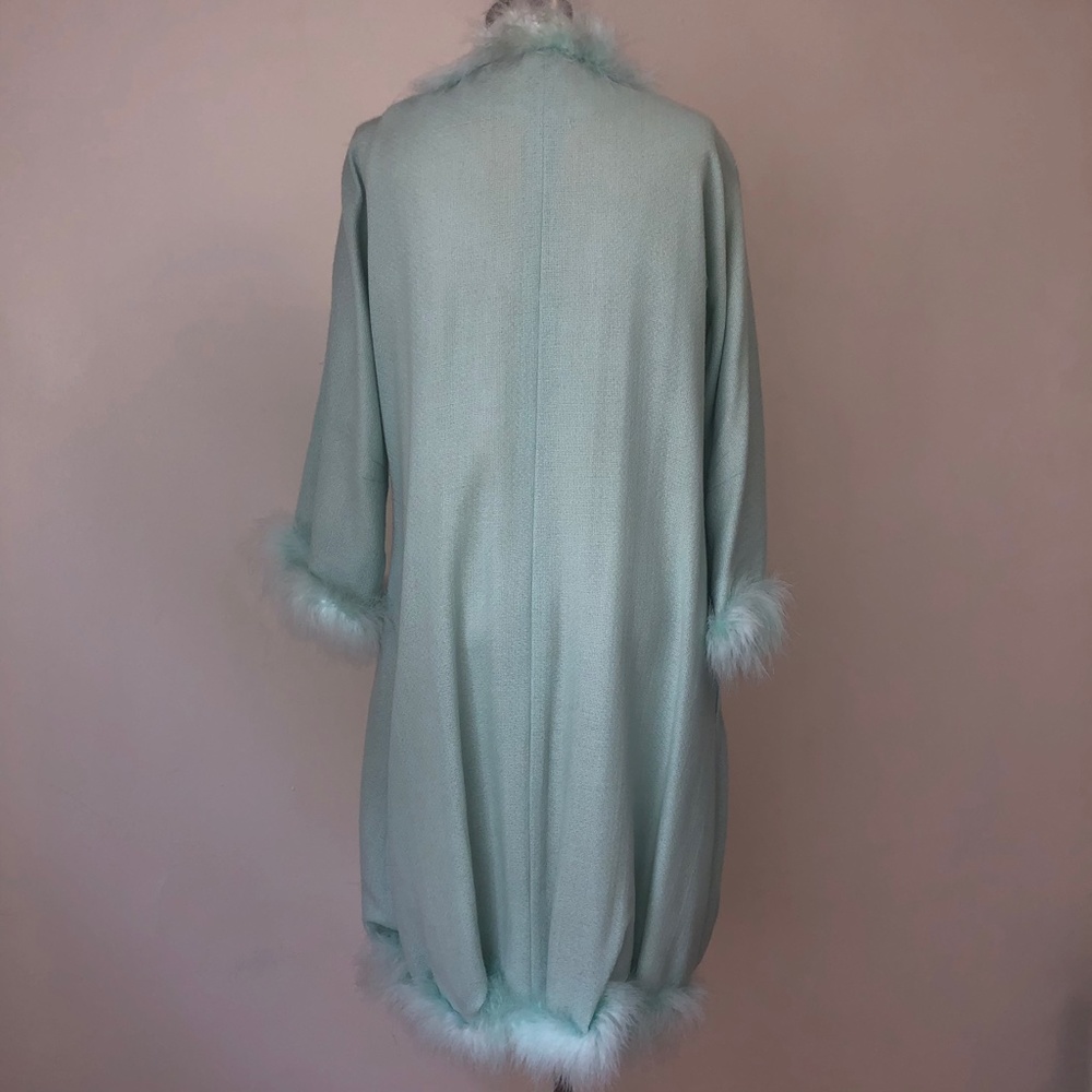 Vintage Seafoam Green Cashmere Marabou Robe Jacket - Gem